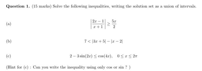 Solved Question 1 15 Marks Solve The Following 