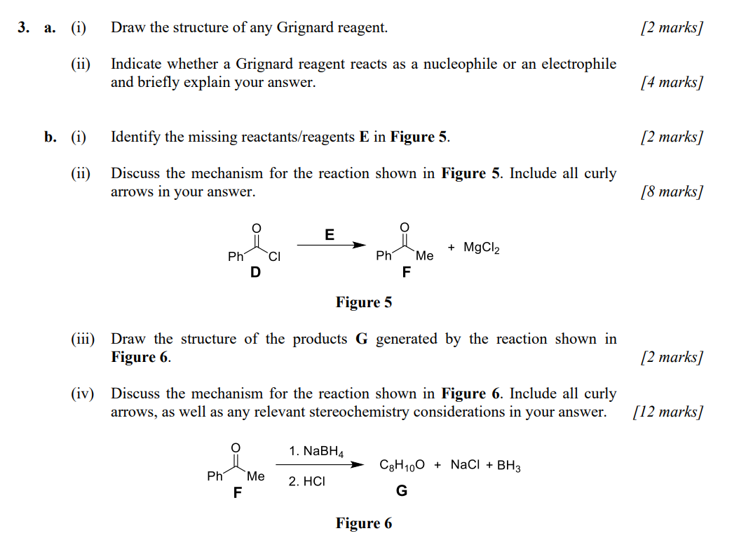 Solved 3. ﻿a. (i) ﻿Draw the structure of any Grignard | Chegg.com