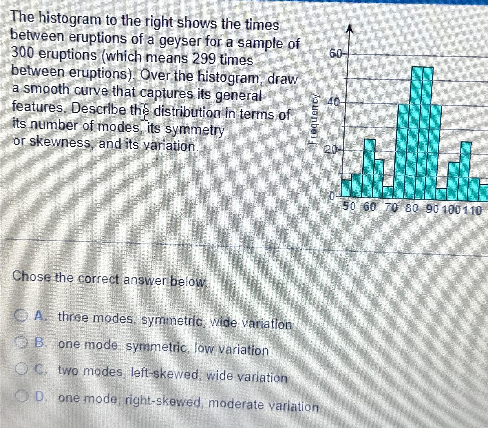 Solved The histogram to the right shows the times between | Chegg.com