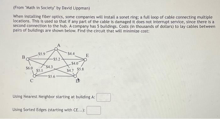 Solved (From "Math in Society" by David Lippman) When | Chegg.com