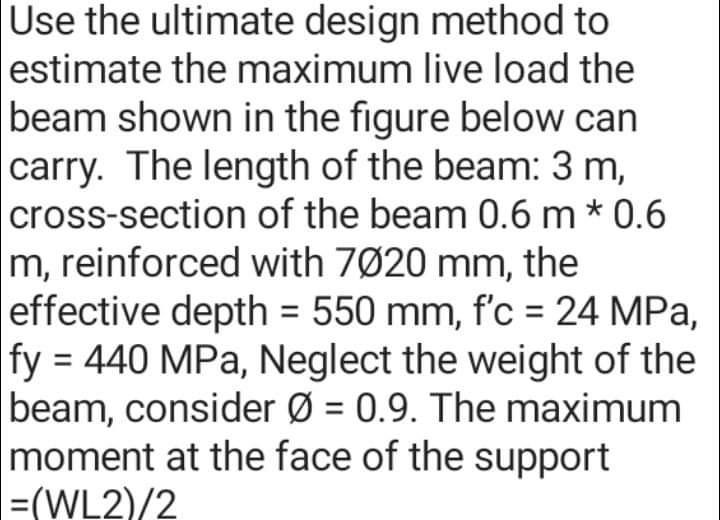 Solved Use the ultimate design method to estimate the | Chegg.com