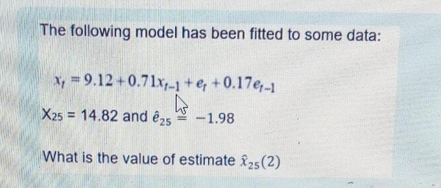 Solved The following model has been fitted to some | Chegg.com