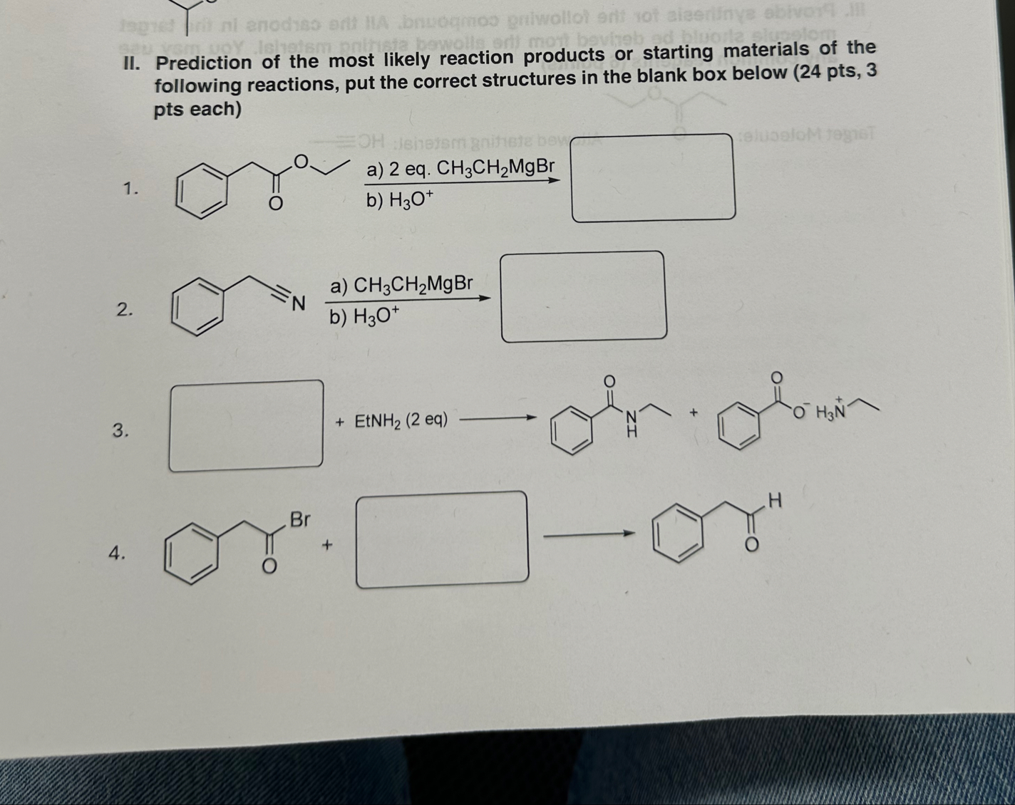 Solved II. ﻿Prediction of the most likely reaction products | Chegg.com