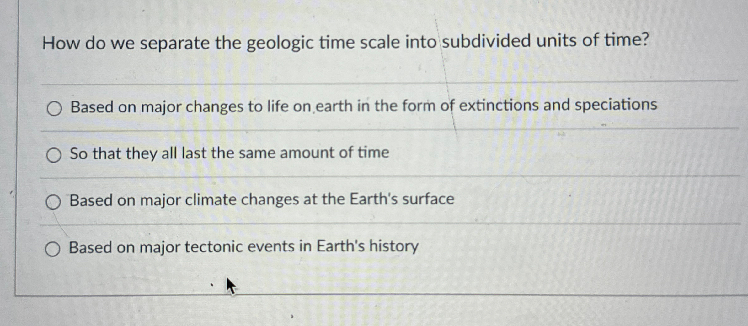 Solved How do we separate the geologic time scale into | Chegg.com