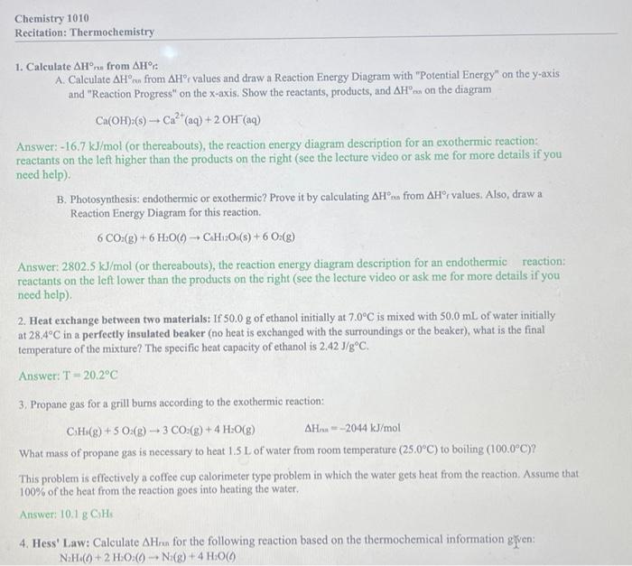 Solved 1. Calculate ΔH∘rn from ΔH∘ : A. Calculate ΔH∘ an | Chegg.com