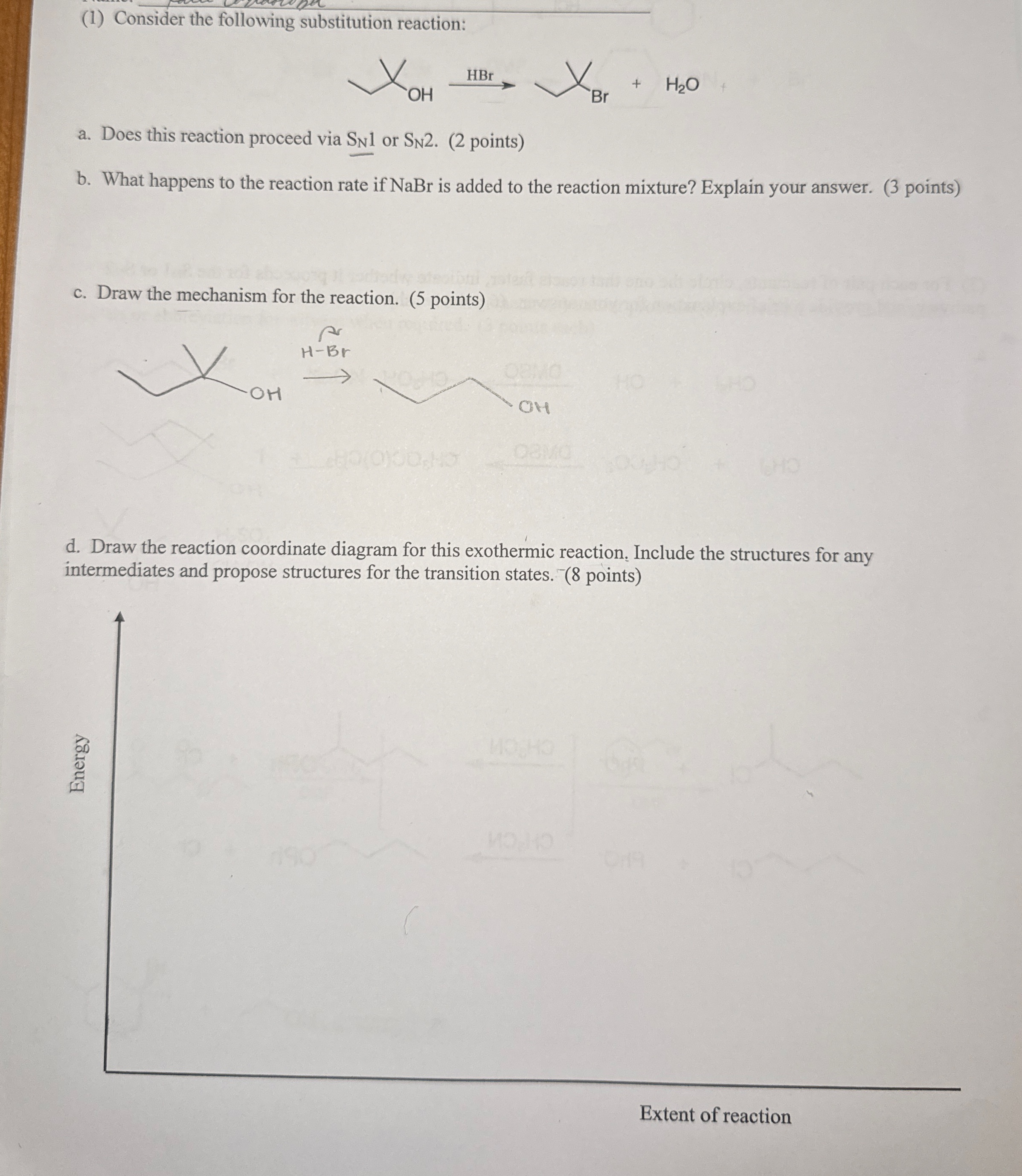 Solved (1) ﻿Consider the following substitution reaction:a. | Chegg.com