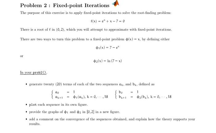 Solved Problem 2 : Fixed-point Iterations The purpose of | Chegg.com