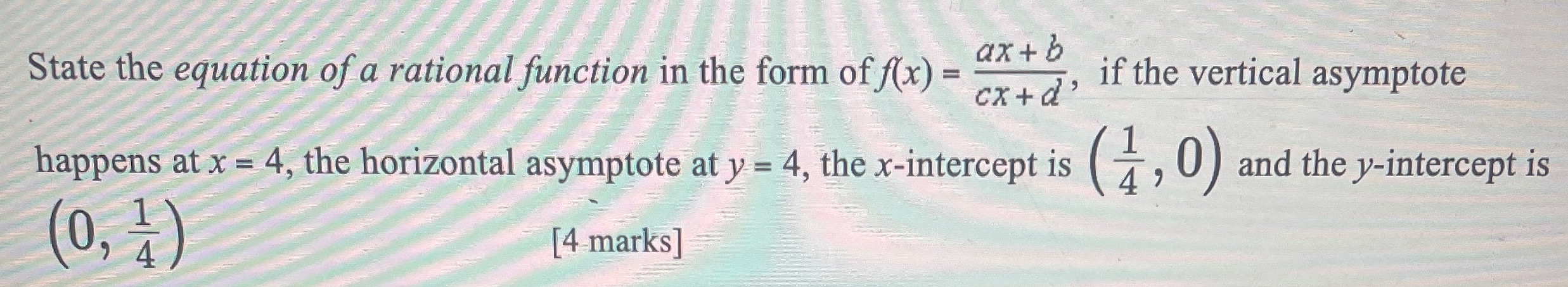Solved State the equation of a rational function in the form | Chegg.com