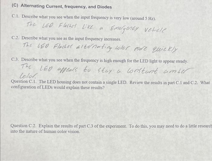 Solved (C) Alternating Current, frequency, and Diodes C.1. | Chegg.com