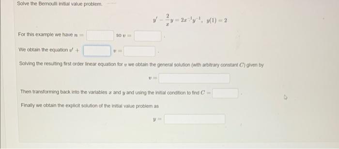 Solved Solve the Bernoulli initial value problem. | Chegg.com
