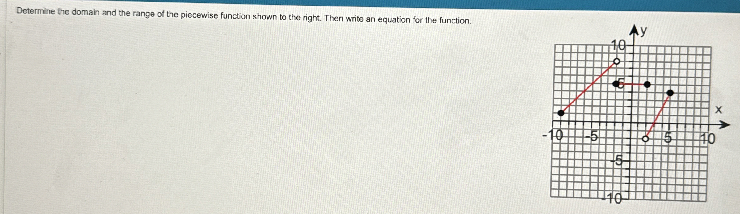 Solved Determine the domain and the range of the piecewise | Chegg.com