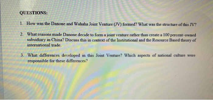 Solved Danone's Dispute with Wahaha In 1996, Dance Group and | Chegg.com