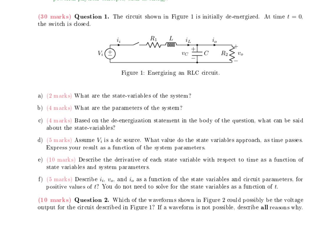 Solved (30 ﻿marks) ﻿Question 1. ﻿The circuit shown in Figure | Chegg.com