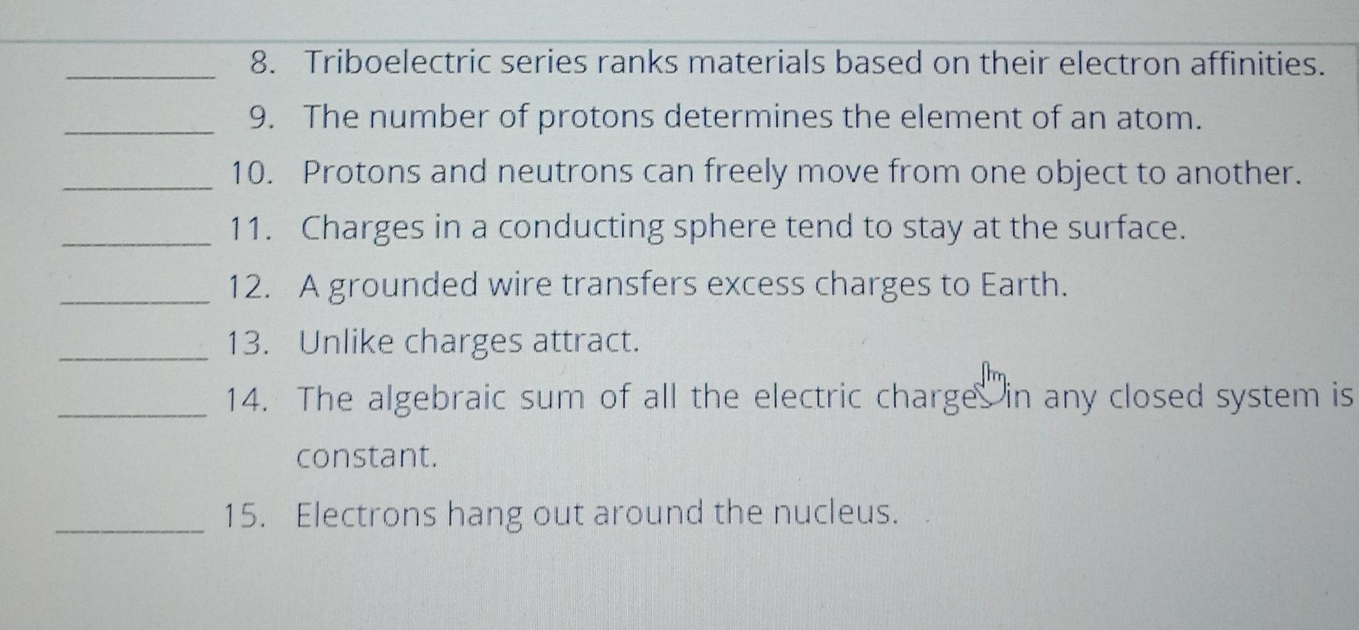 Solved 8. Triboelectric series ranks materials based on | Chegg.com