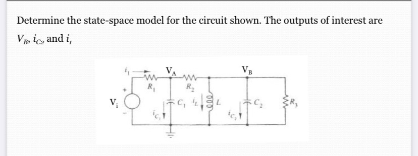Solved Determine the state-space model for the circuit | Chegg.com