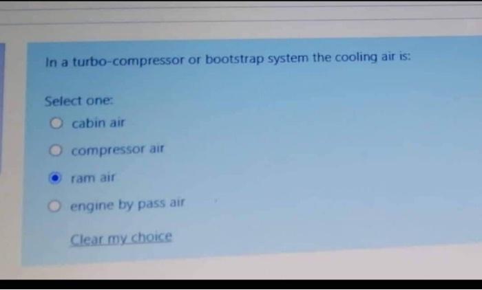 Solved In a turbo-compressor or bootstrap system the cooling | Chegg.com