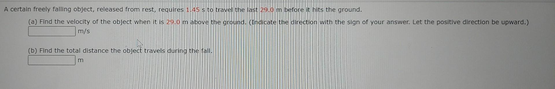 Solved A Certain Freely Falling Object Released From Rest