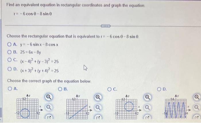 Solved Find an equivalent equation in rectangular | Chegg.com