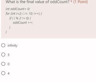 Solved What is the final value of oddCount? ∗(1 Point ) int | Chegg.com