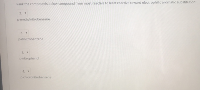 Solved Rank the compounds below compound from most reactive | Chegg.com