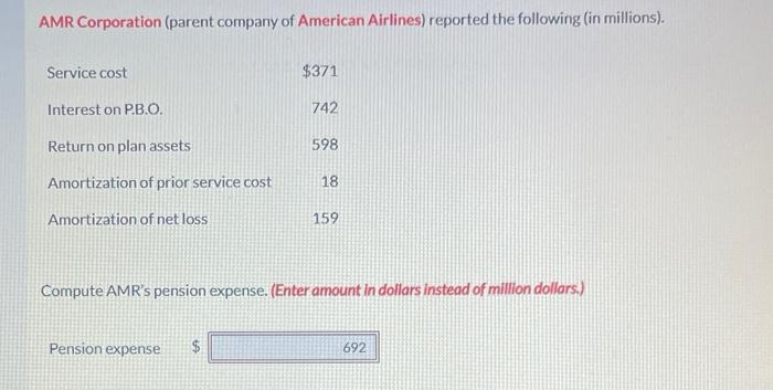 Solved AMR Corporation (parent company of American Airlines) | Chegg.com