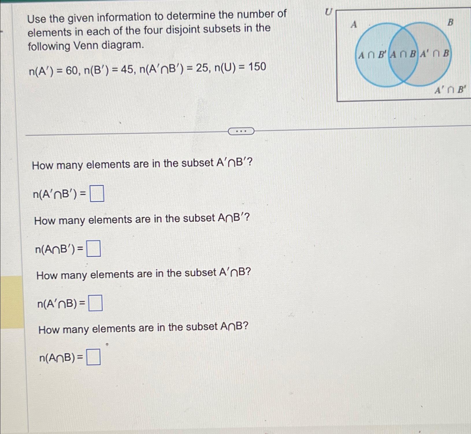 Solved Use the given information to determine the number of | Chegg.com