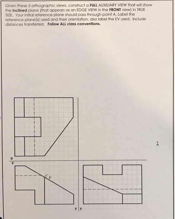 Solved Given these 3 orthographic views, construct a FULL | Chegg.com