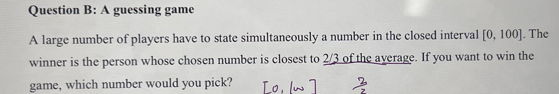 Solved A guessing gameA large number of players have to | Chegg.com