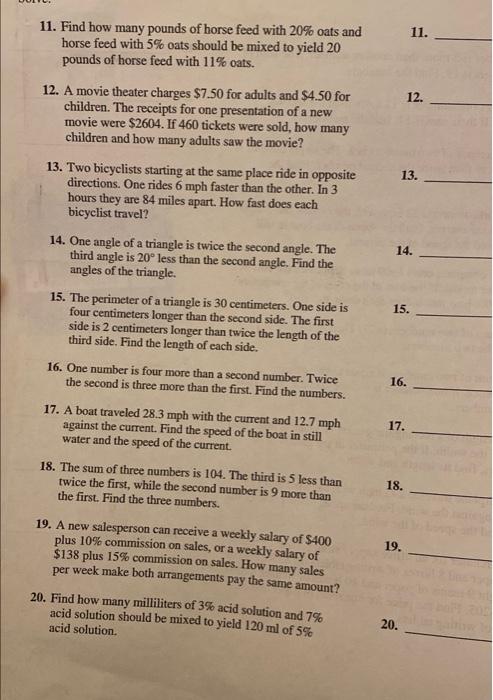 Solved Solve. svol 1. X+2 2. u 1. One number is 5 more than | Chegg.com