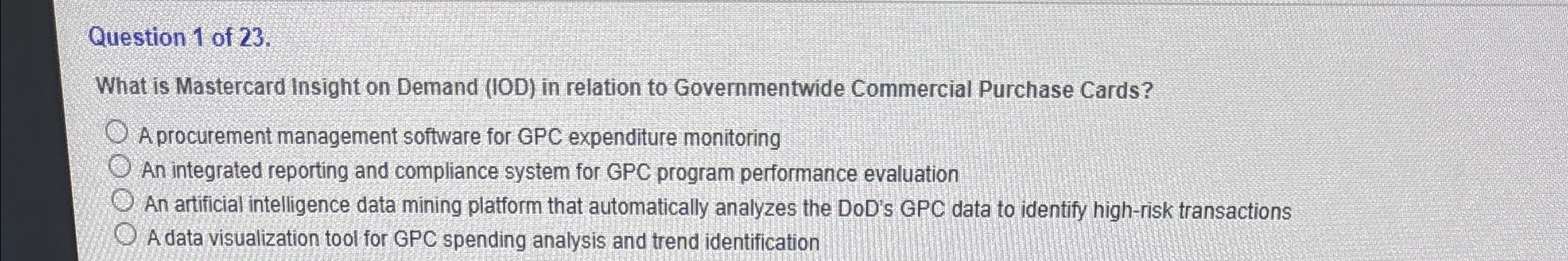 Solved Question 1 ﻿of 23.What is Mastercard Insight on | Chegg.com