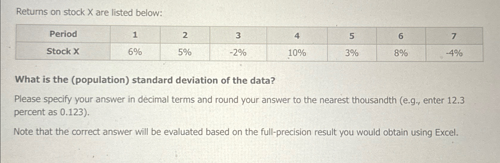 Solved Returns on stock X are listed | Chegg.com