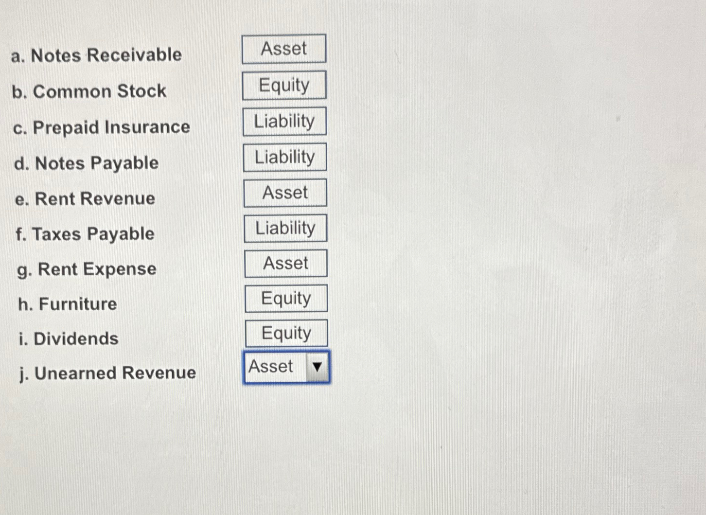 Solved a. ﻿Notes ReceivableAssetb. ﻿Common StockEquityc. | Chegg.com