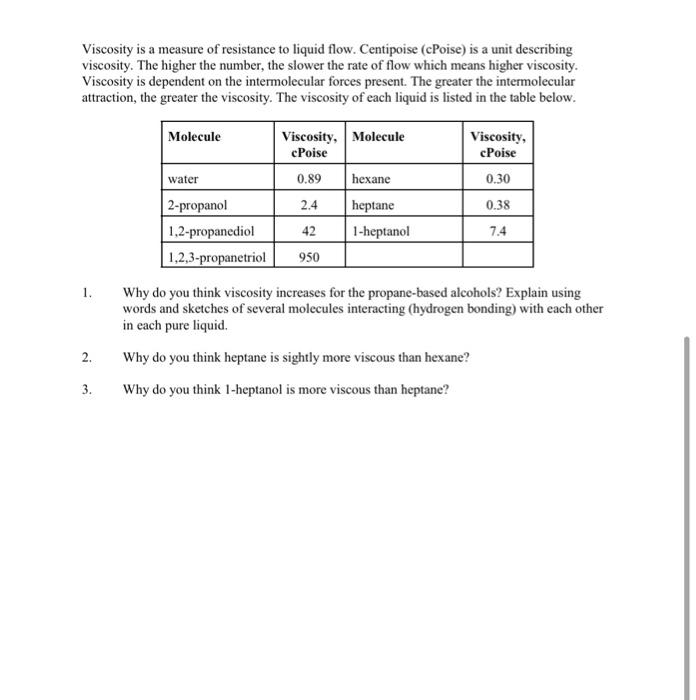 Solved Viscosity is a measure of resistance to liquid flow. | Chegg.com