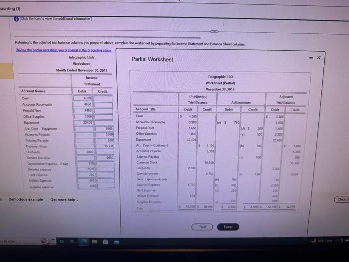 Solved Partial Worksheet | Chegg.com