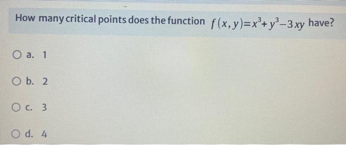 Solved How many critical points does the function | Chegg.com