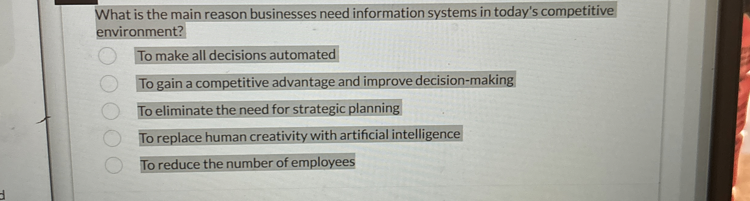 Solved What is the main reason businesses need information | Chegg.com