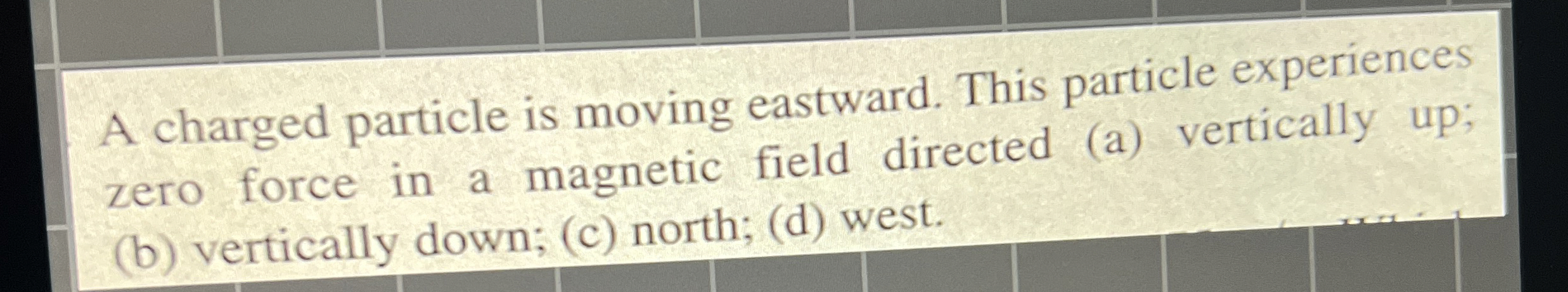 Solved A charged particle is moving eastward. This particle | Chegg.com