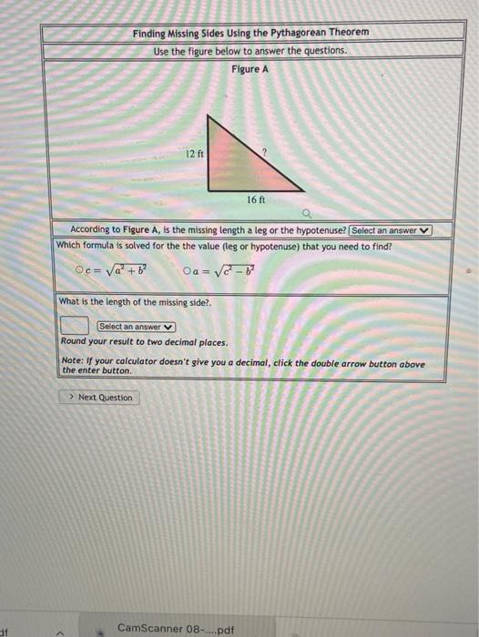 Solved Finding Missing Sides Using the Pythagorean Theorem | Chegg.com