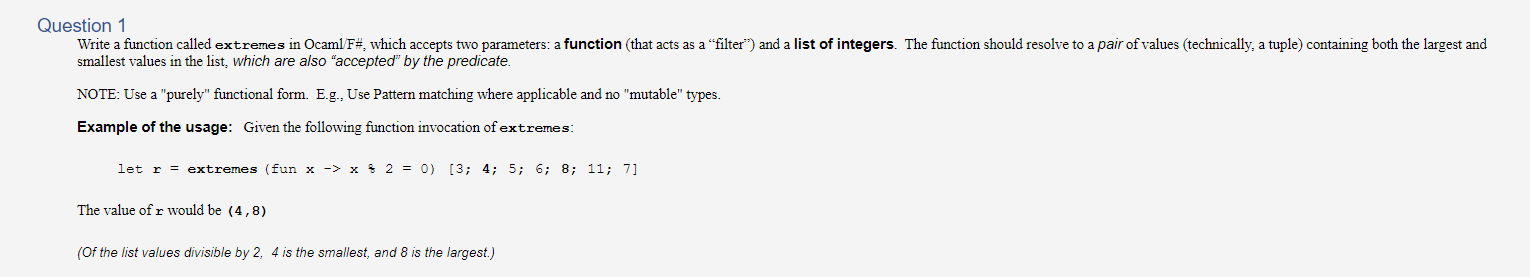 Solved Question 1Write a function called extremes in | Chegg.com