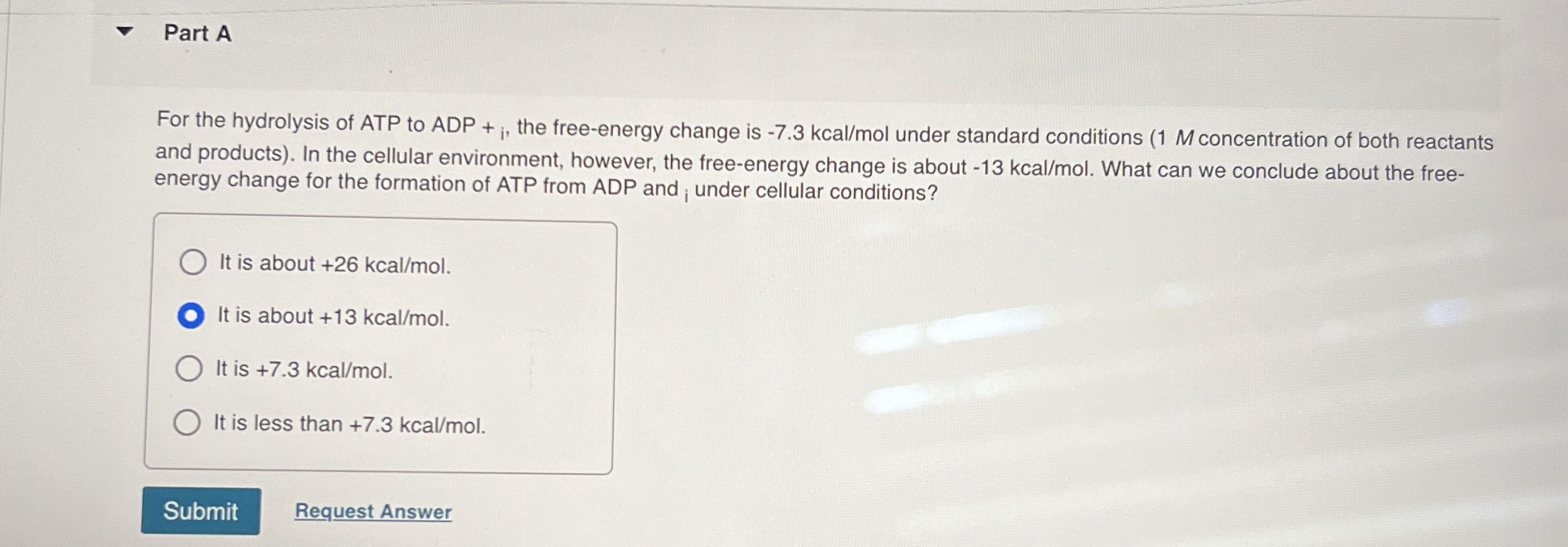 Solved For the hydrolysis of ATP to ADP +?i, ﻿the | Chegg.com