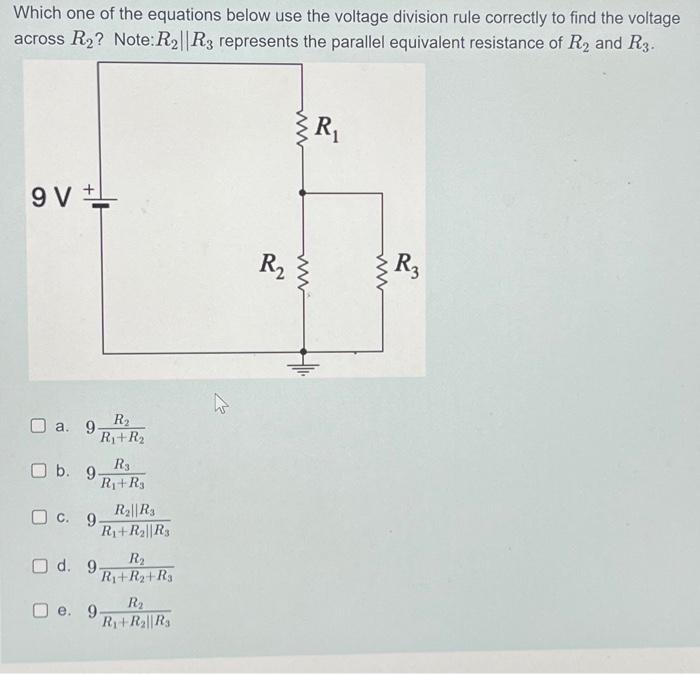 Solved Which one of the equations below use the voltage | Chegg.com