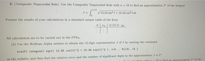 Solved 2. (Composite Trapezoidal Rule). Use the Composite | Chegg.com