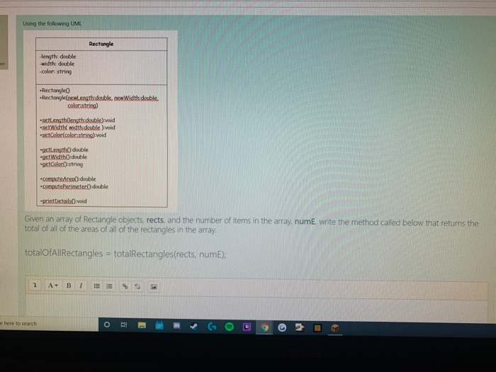 Solved Using The Following Uml Rectangle Length Double