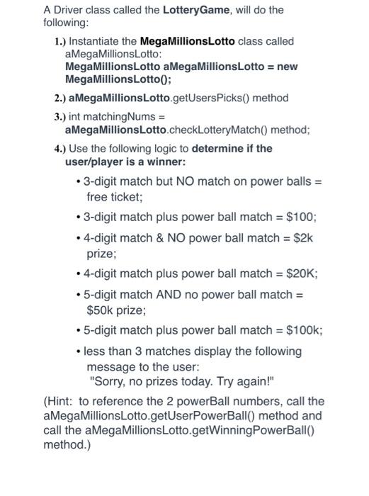 Solved The Mega MillionsLotto (domain) class simulates 2 | Chegg.com