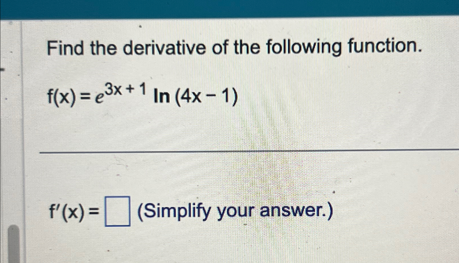 Solved Find the derivative of the following | Chegg.com