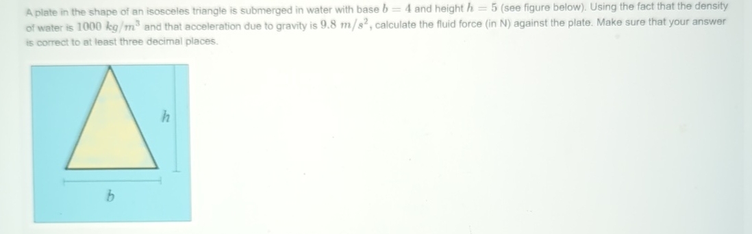 Solved A plate in the shape of an isosceles triangle is | Chegg.com
