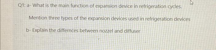 Solved 4 Q1: a- What is the main function of expansion | Chegg.com