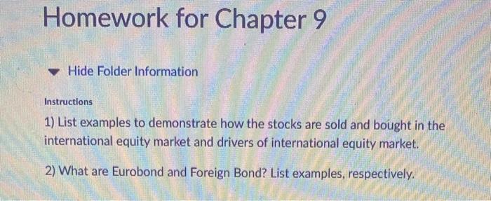Solved Homework for Chapter 9 Hide Folder Information | Chegg.com