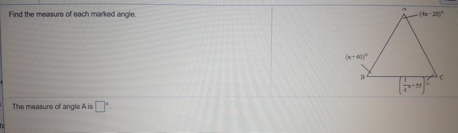 Solved Find the measure of each marked angle. (x+30) | Chegg.com