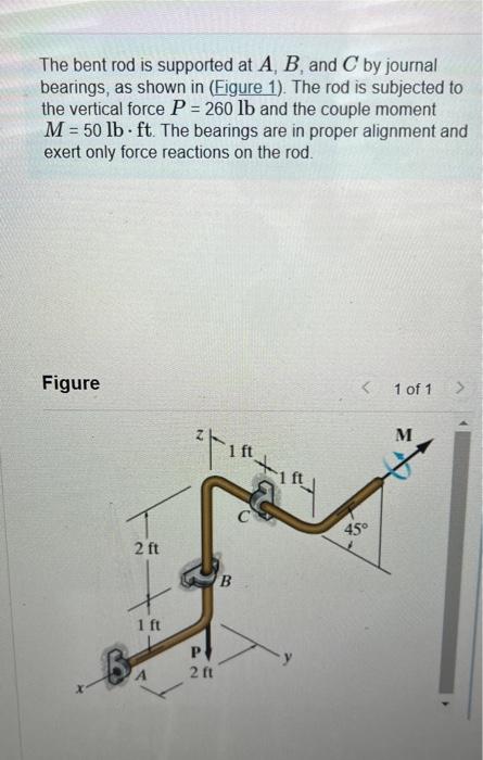 Solved The bent rod is supported at A,B, and C by journal | Chegg.com